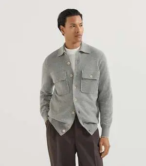 Brunello Cucinelli Cashmere Knitted Collared Overshirt Cardigan