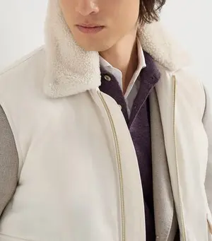 Brunello Cucinelli Waxed Shearling-collar Gilet - White