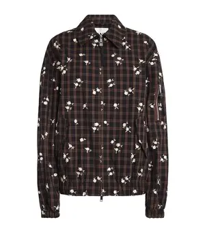 GANNI Checked Floral Embroidered Bomber Jacket - Brown