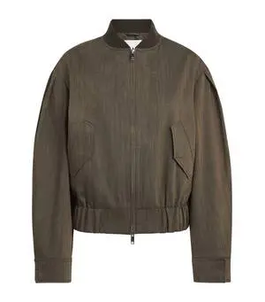 GANNI Wool Bomber Jacket - Brown