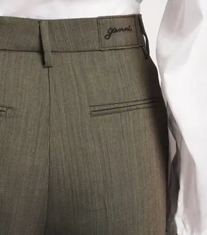 GANNI Wool Straight Leg Trousers