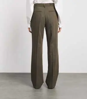 GANNI Wool Straight Leg Trousers