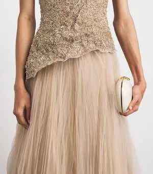 MARMAR HALIM Strapless Embellished Tulle Gown