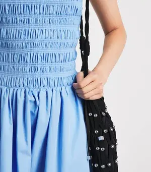 GANNI Organic Cotton Shirred Maxi Dress - Blue