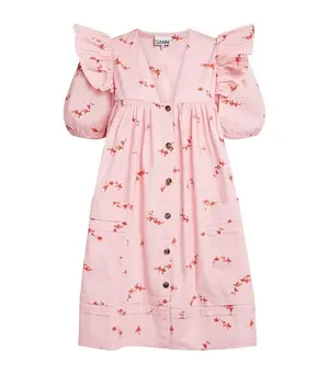 GANNI Stretch-cotton Floral Mini Dress