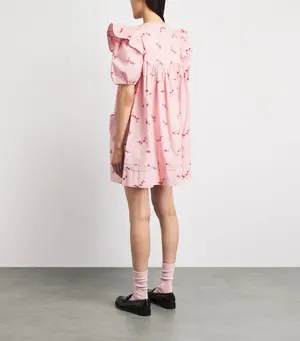GANNI Stretch-cotton Floral Mini Dress