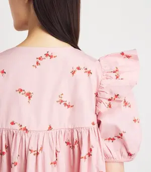 GANNI Stretch-cotton Floral Mini Dress