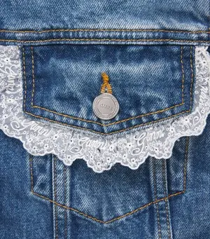 GANNI Lace-trim Denim Jacket - Blue