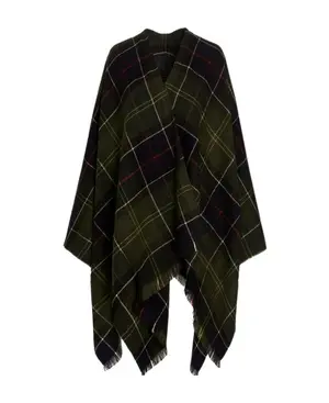 Barbour Tartan Fringed Edge Shawl - Black