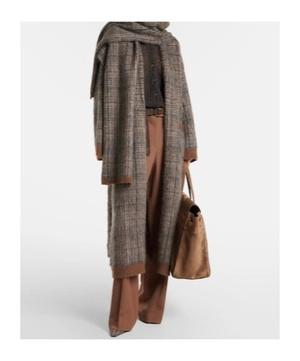 Brunello Cucinelli Checked Mohair And Wool-blend Wrap Coat