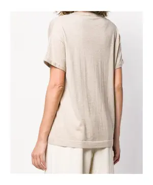 Brunello Cucinelli Short-sleeved Crewneck Knitted T-shirt - Desert-colored