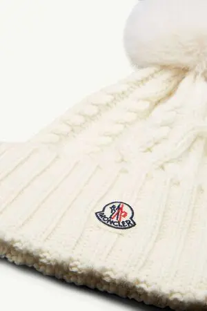 Moncler Wool Cashmere Blend Beanie With Pom Pom