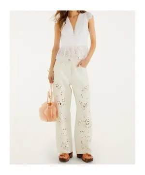Farm Rio Off-white Embroidered Lace Blouse