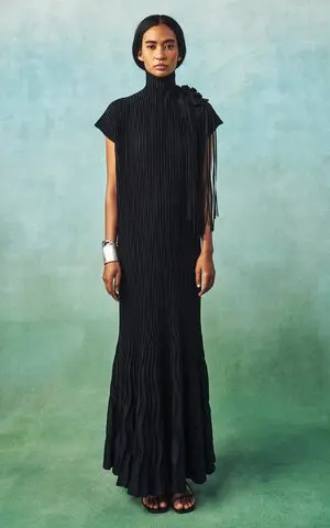 PEPA POMBO Hibisco Maxi Dress - Black