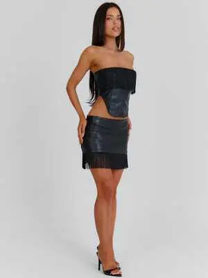 OUTCAST Jakayla Micro Mini Skirt With Fringe Detail