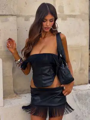 OUTCAST Jakayla Micro Mini Skirt With Fringe Detail