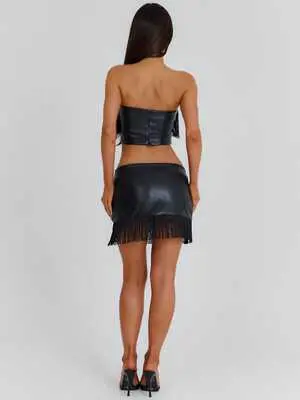 OUTCAST Jakayla Micro Mini Skirt With Fringe Detail