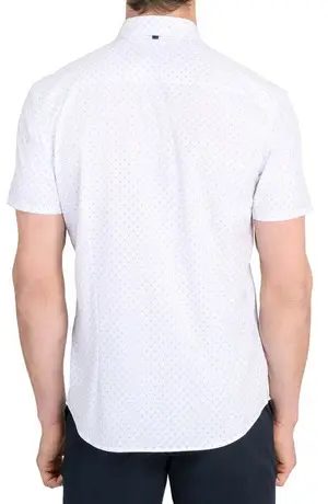 W.R.K Trim Fit Hashtag Print Short Sleeve Performance Button-up Shirt