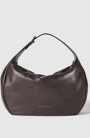 Brunello Cucinelli Nappa Leather Boule Hobo Bag - Rust Brown