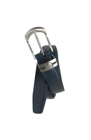 IZOD Golf Stretch Comfort Leather Belt Metal Keeper - Navy