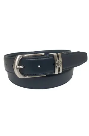 IZOD Golf 32mm Stretch Comfort Genuine Leather Belt With Metal Keeper - Navy