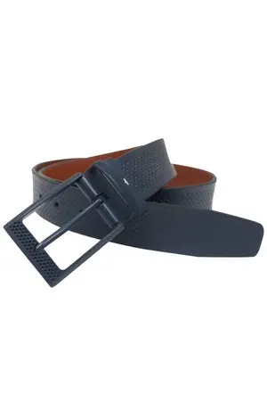 IZOD Golf Reversible Embossed Leather Belt - Navy/cognac