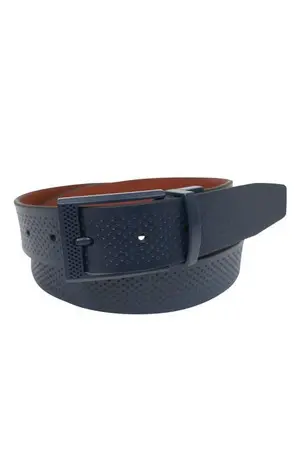 IZOD Golf Reversible Embossed Leather Belt - Navy/cognac