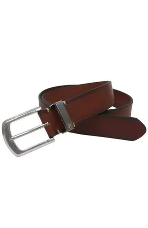 IZOD Leather Jean Belt With Metal Keeper - Cognac