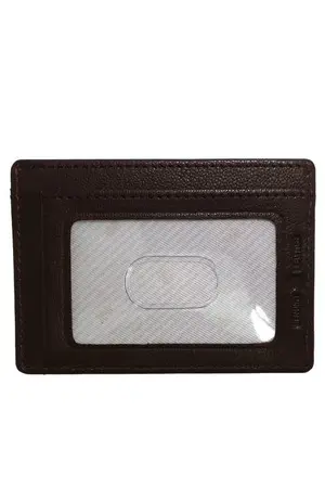 IZOD Genuine Leather Id Wallet With Epoxy Logo - Brown