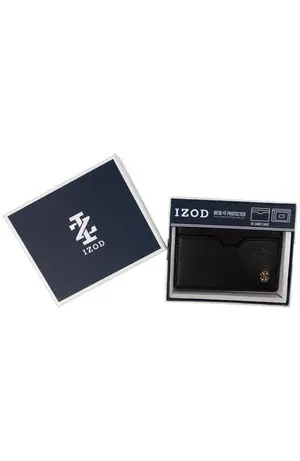 IZOD Genuine Leather Id Wallet With Epoxy Logo - Brown