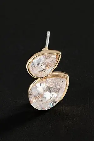 Anthropologie Demi-fe Crystal Pear Duet Earrgs - Gold