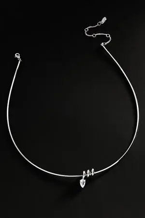 Anthropologie Demi-fe Twisted Crystal Necklace - Silver