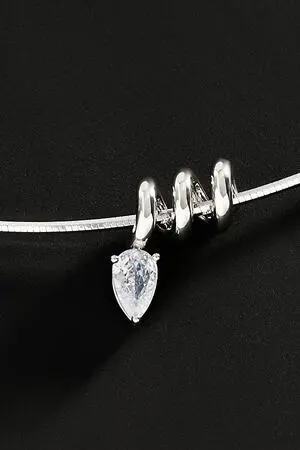 Anthropologie Demi-fe Twisted Crystal Necklace - Silver