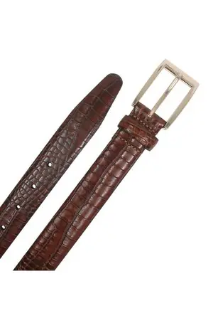 Brooks Brothers Crocodile Embossed Leather Belt