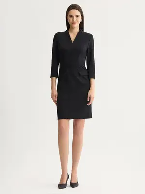 Misook V Neck Luxestretch Sheath Dress - Black