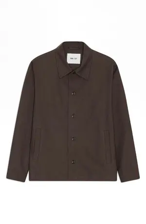 Nn07 Zander Pinstripe Shirt Jacket - Deep Truffle