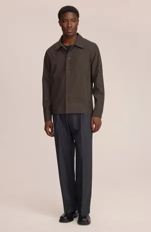 Nn07 Zander Pinstripe Shirt Jacket - Deep Truffle