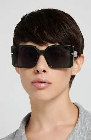 Victoria Beckham Square Frame Sunglasses - Khaki/green