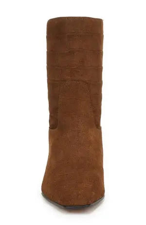 FAVORITE DAUGHTER Addison Croc Embossed Bootie - Saddle
