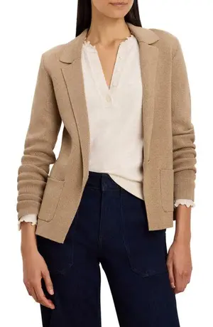 NIC+ZOE Knit Cotton Blend One-button Blazer Oak