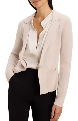NIC+ZOE Knit Cotton Blend One-button Blazer - Sugar Cookie