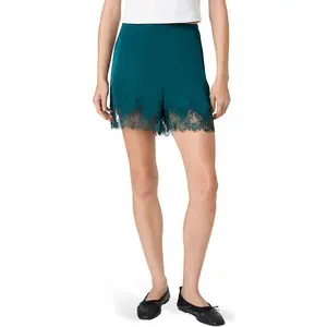 French Connection Ennis Satin Lace Shorts - Deep Teal