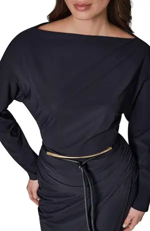 Donna Karan New York Front Slit Long Sleeve Dress