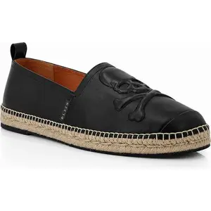 Philipp Plein Nappa Leather Espadrillas Skull - Black