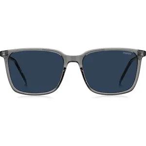BOSS Rectangular Full Rim Sunglasses - Grey/blue
