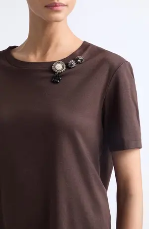 Max Mara Mitico Embellished Cotton & Modal T-shirt