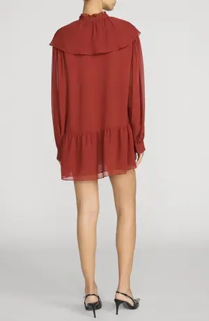 FRAME The Soire Long Sleeve Silk Minidress