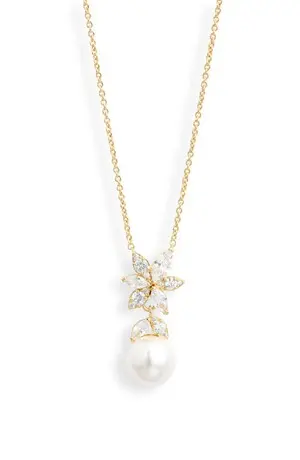Nadri Under The Sea Cubic Zirconia & Faux Pearl Pendant Necklace - Gold