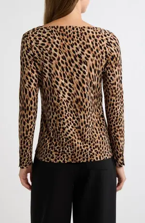 Anne Klein Button Cuff Boat Neck Top