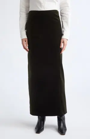 JIL SANDER Stretch Velveteen Pencil Skirt - Utility
